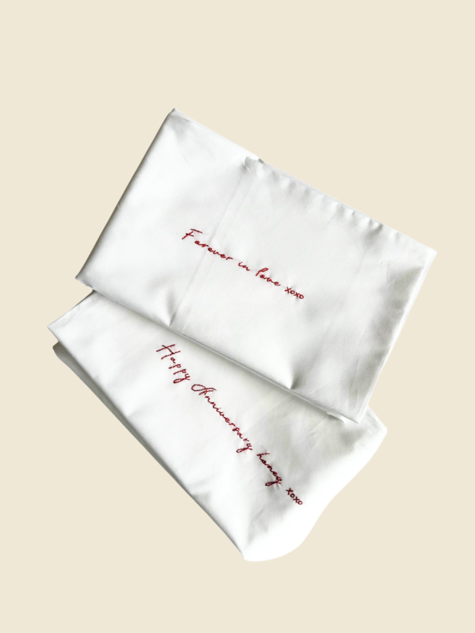 Studio Sewn Embroidered Love Note Pillowcase - Wedding & Anniversary Gift